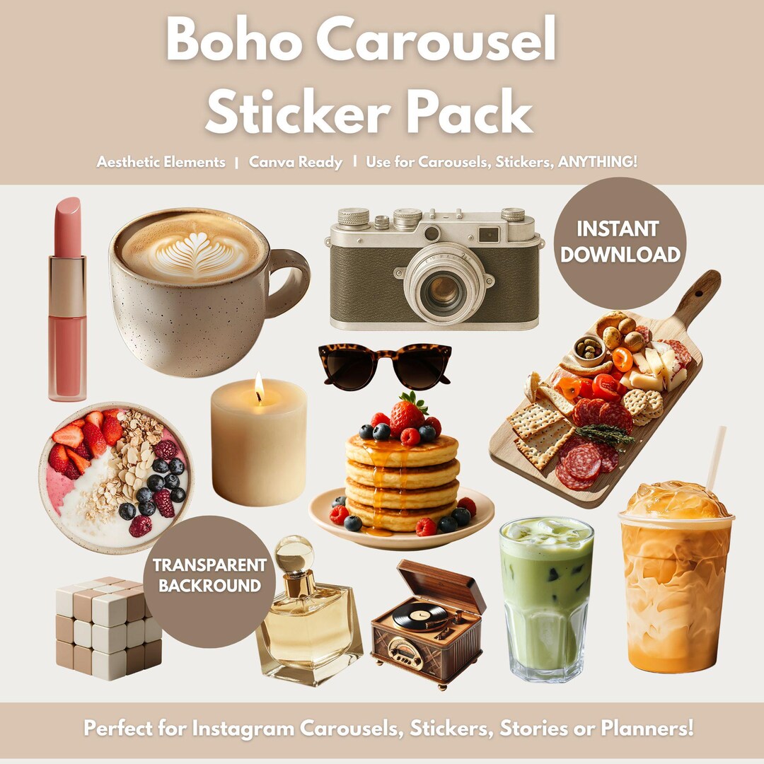Boho Digital Stickers | Neutral Pngs for Planners, Journals, Goodnotes ...