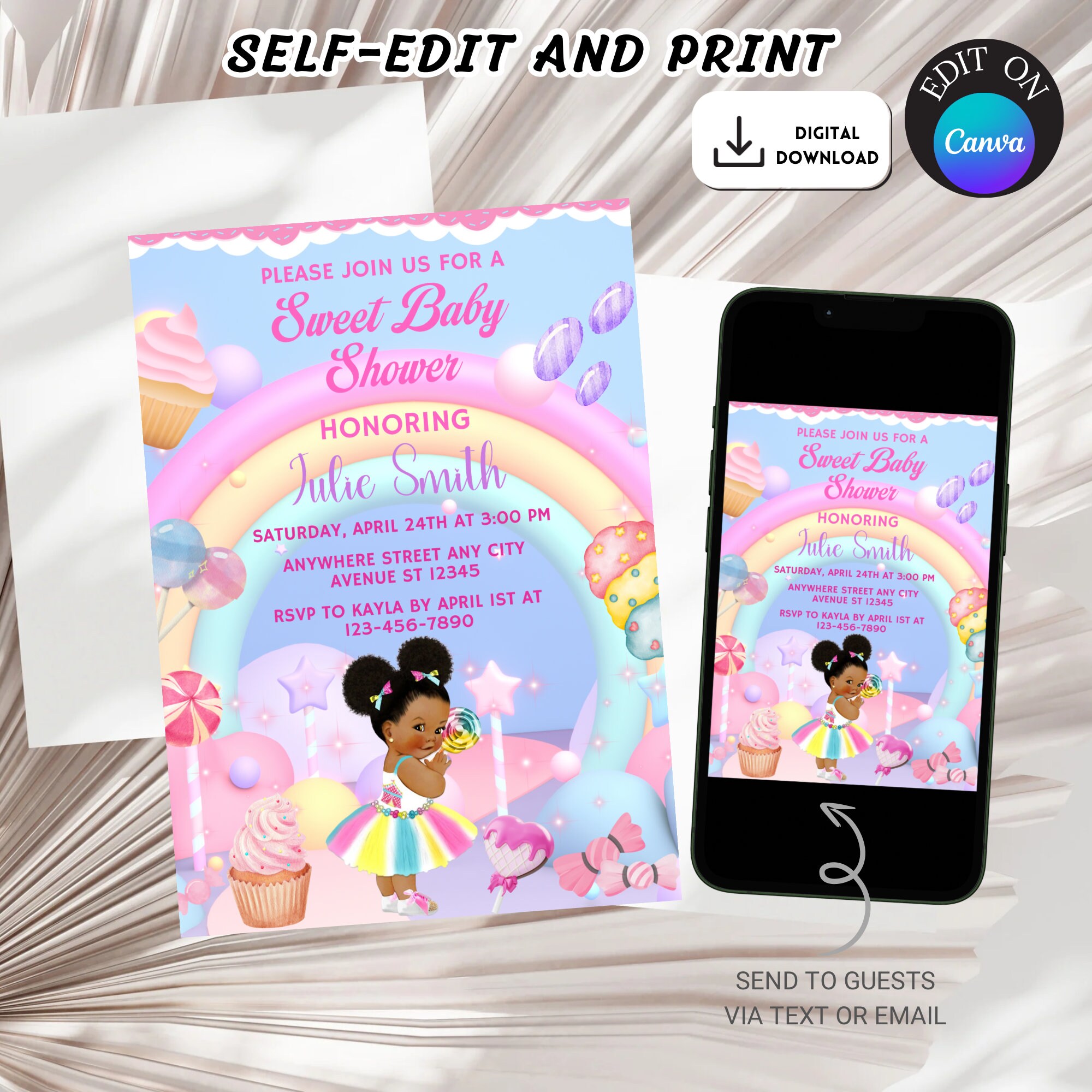 Afro Candyland Invitation, African American Candyland Invite, Afro ...