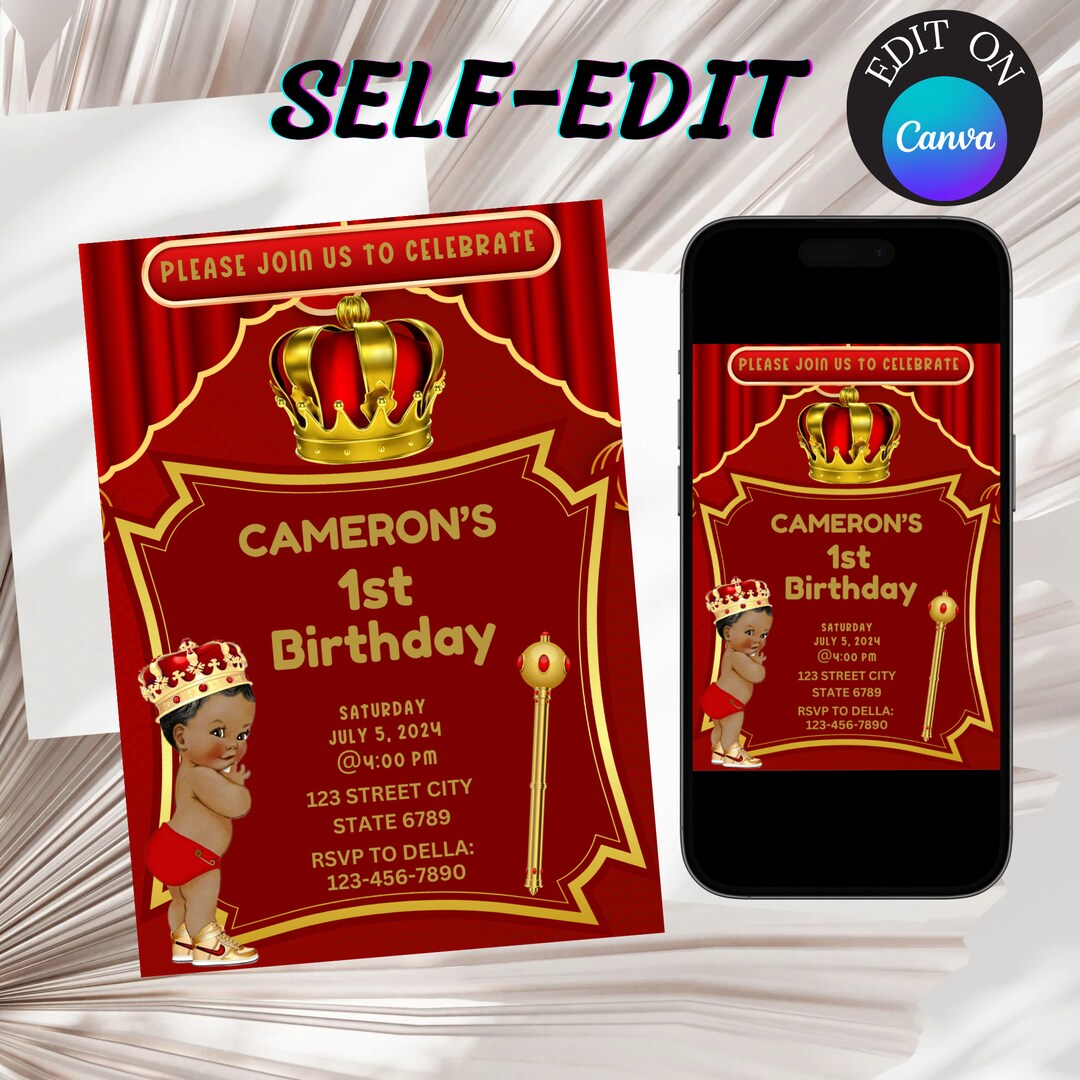 Afro Royal Prince Invitation, Digital Afro Royal Prince Invite, Royal ...