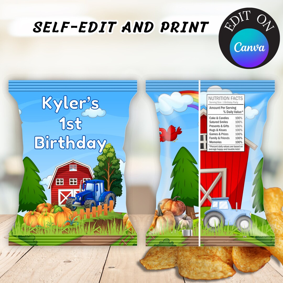 Editable Farm Chip Bag Wrapper Labels, Fall Farm Bag Wrapper Labels ...