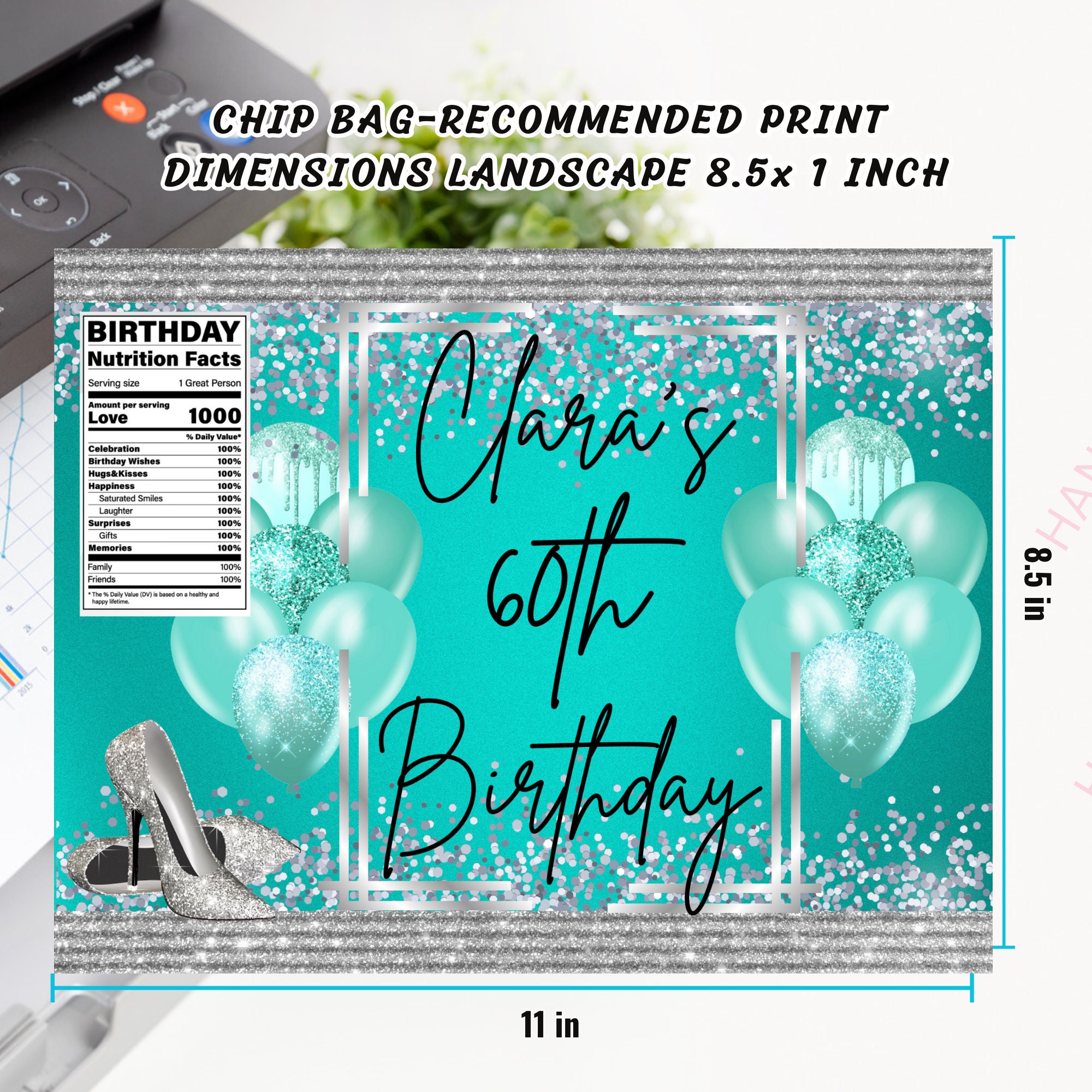 Teal and Silver Chip Bag, Teal Chip Bag for Adult, Teal and Silver ...