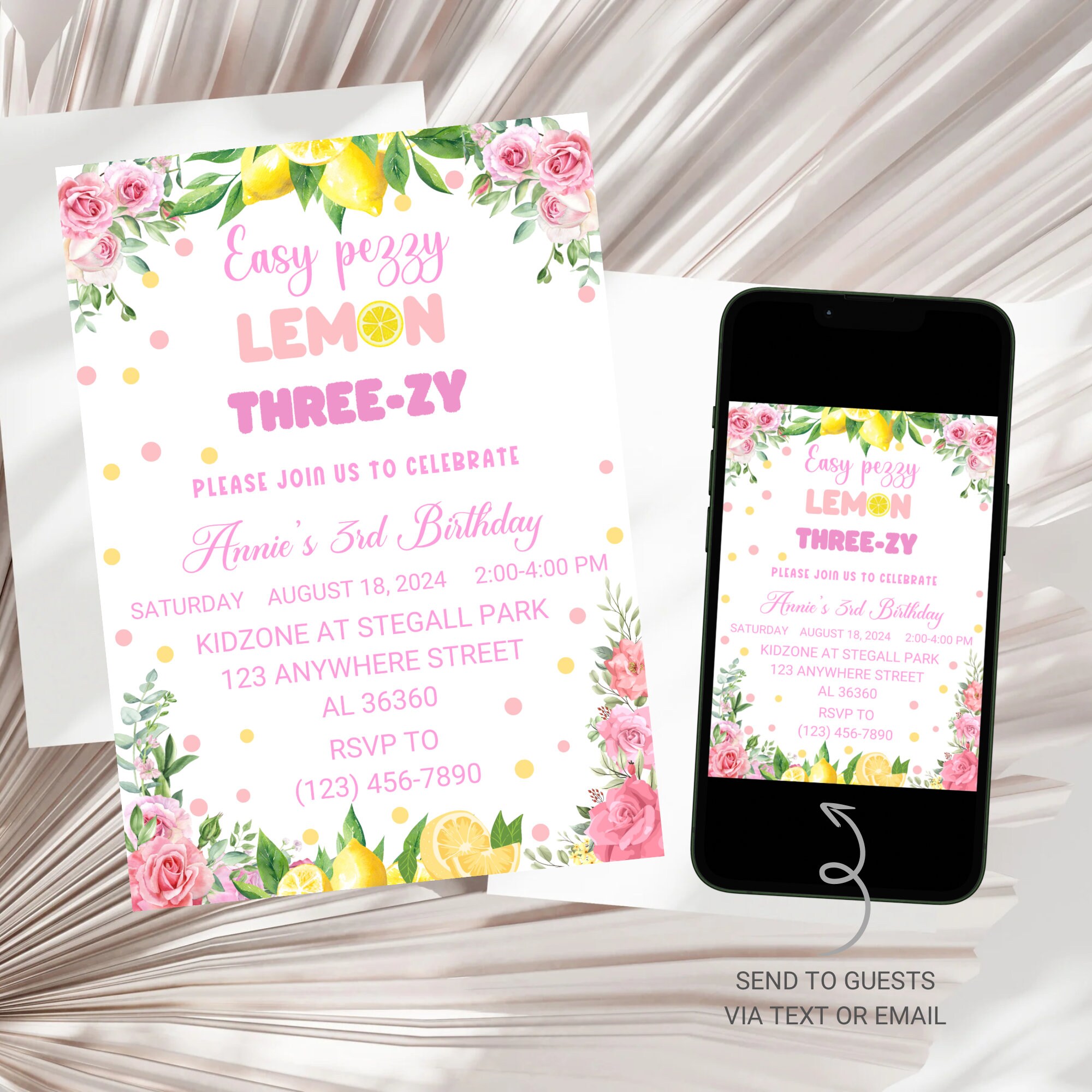 Lemon Invitation, Lemonade Invitation Template, Kids Lemon Invitation ...