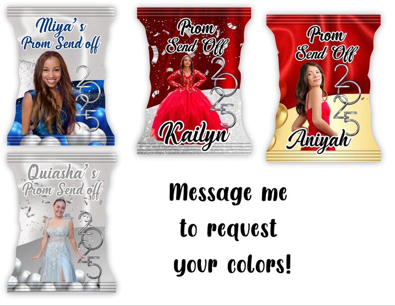 Editable Silver Prom Send off Chip Bag, Silver Prom Chip Bag, Silver ...