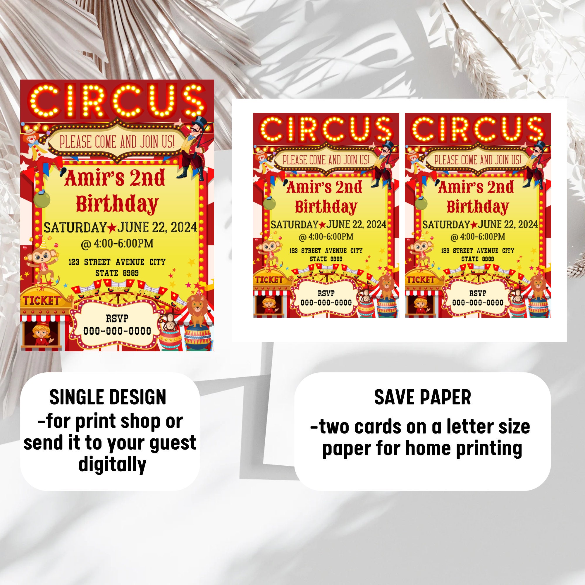 Circus Invitation, Circus Invitation Template, Circus Birthday ...