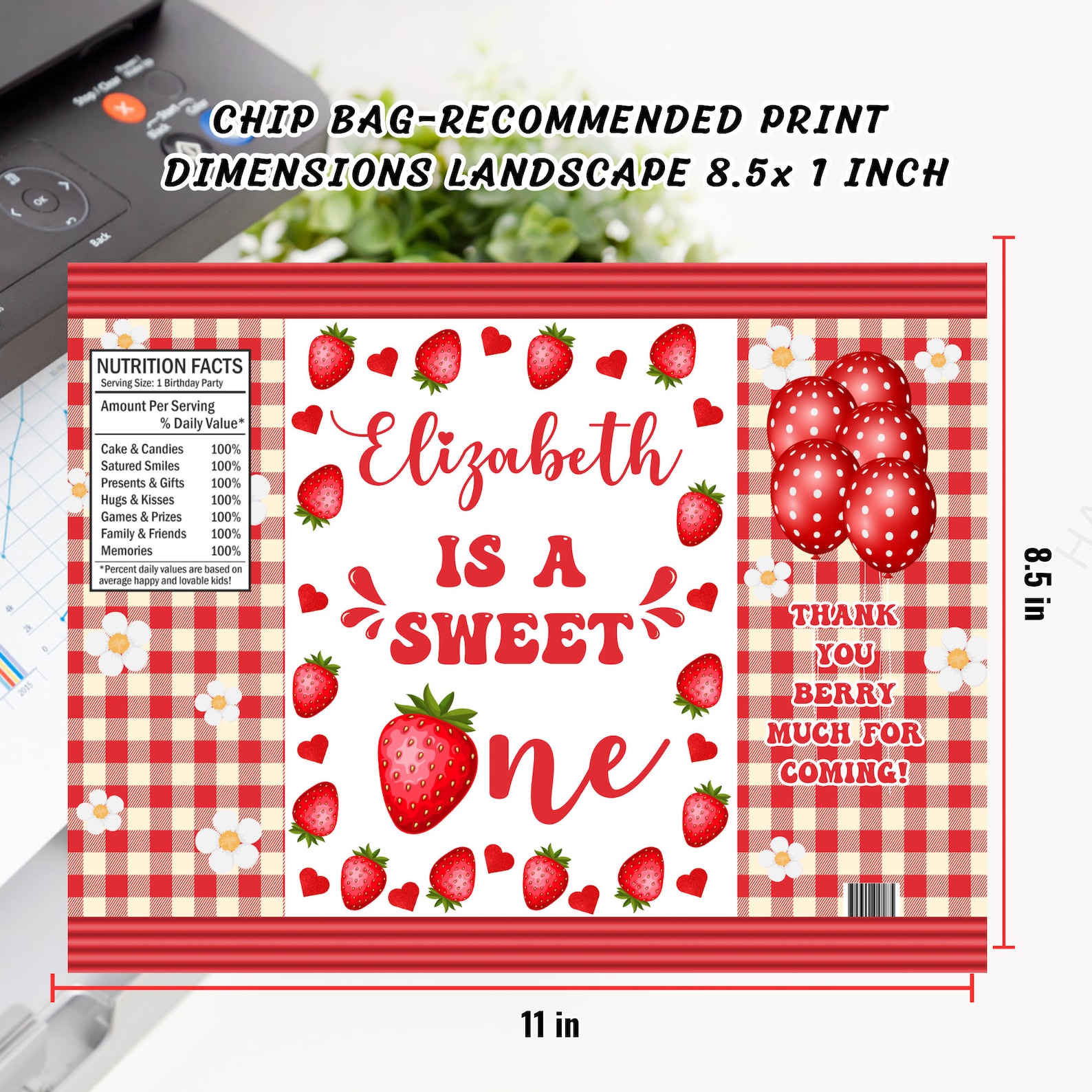 Sweet One Strawberry Chip Bag,editable Strawberry Sweet One Chip Bag ...