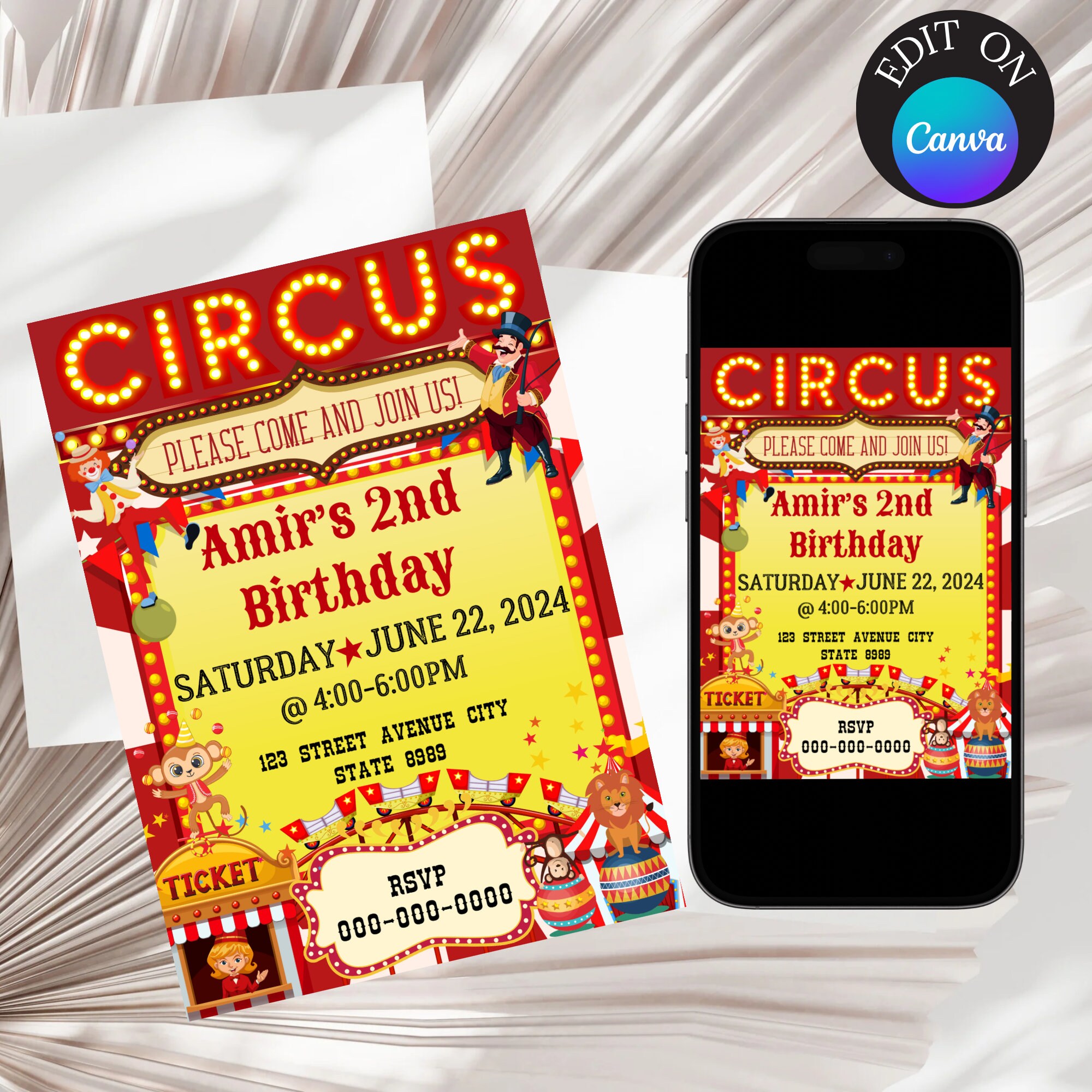 Circus Invitation, Circus Invitation Template, Circus Birthday ...