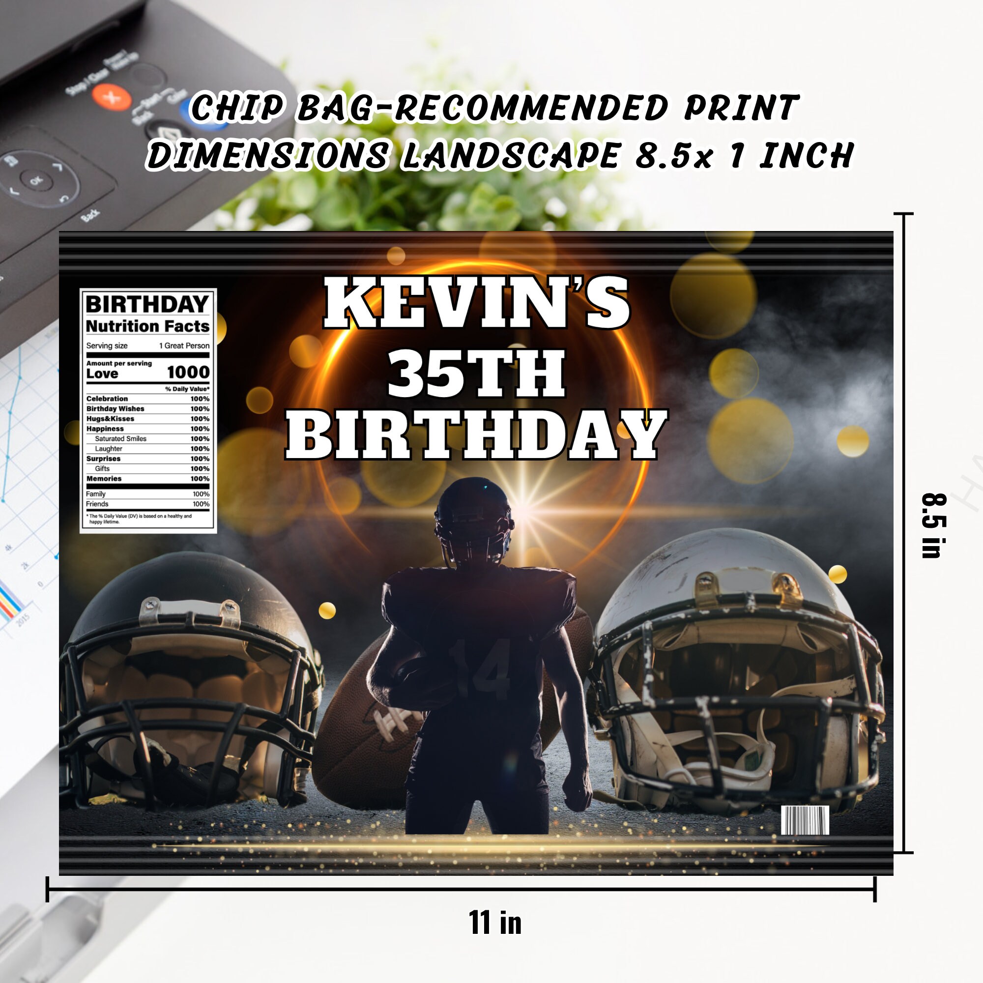 Adult Football Chip Bag, Football Birthday Chip Bag, Editable Football ...