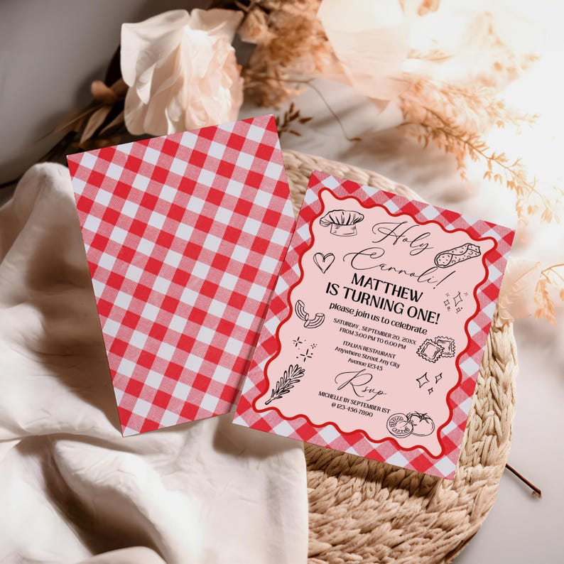 Holy Cannoli First Birthday Invitation, Italian Food Invitation, Hand ...