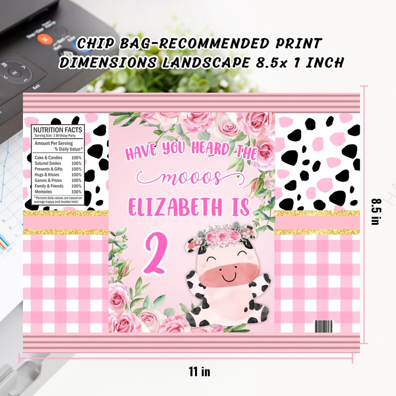 Editable Cow Print Birthday Chip Bag Printable, Instant Download Have ...
