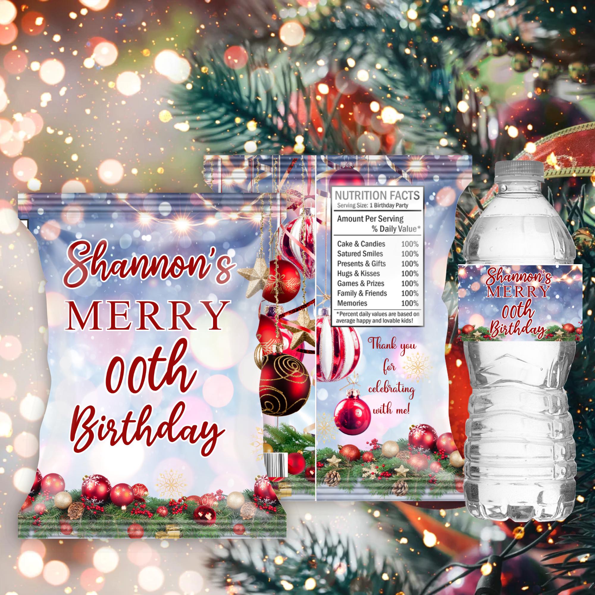 Editable Christmas Birthday Chip Bag, Merry Birthday Chip Wrap Digitl ...