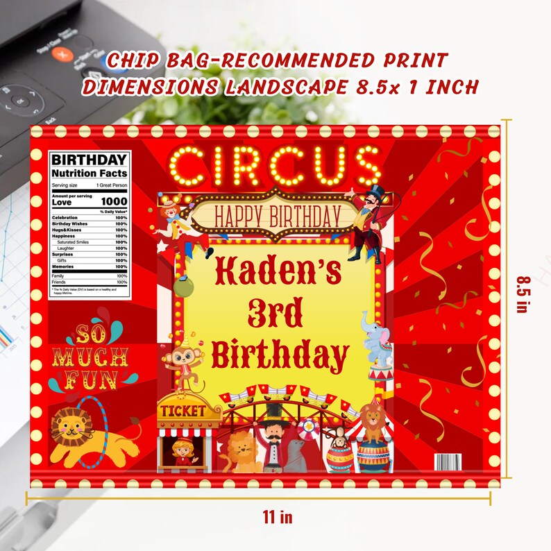 Circus Chip Bag, Circus Kids Birthday Party, Circus Digital Chip Bag ...