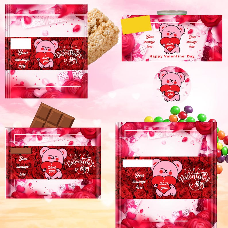 Editable Valentines Day Template Gift Box, Digital Valentines Gift Set ...