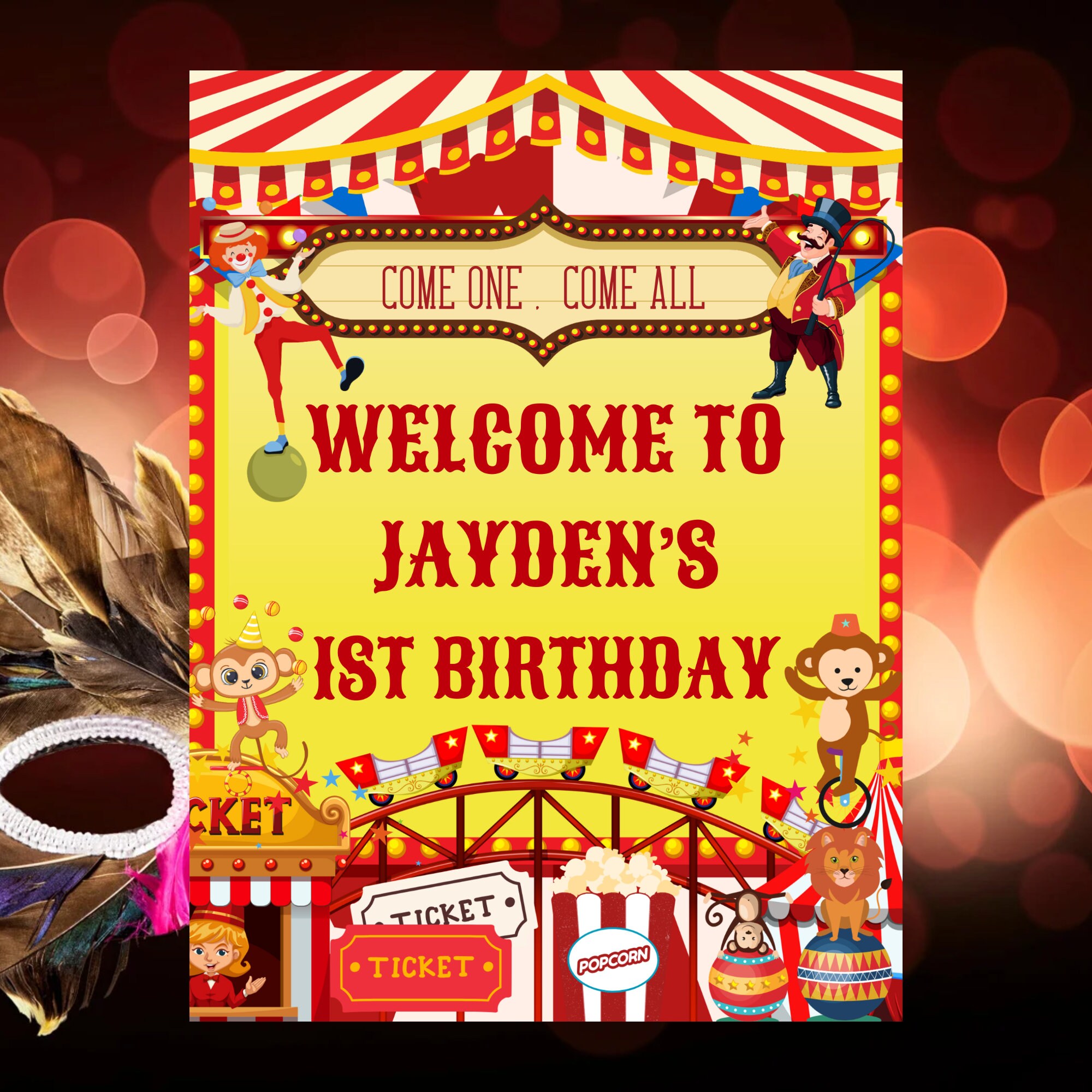 Editable Carnival Circus Welcome Sign, Carnival Birthday Welcome Sign ...