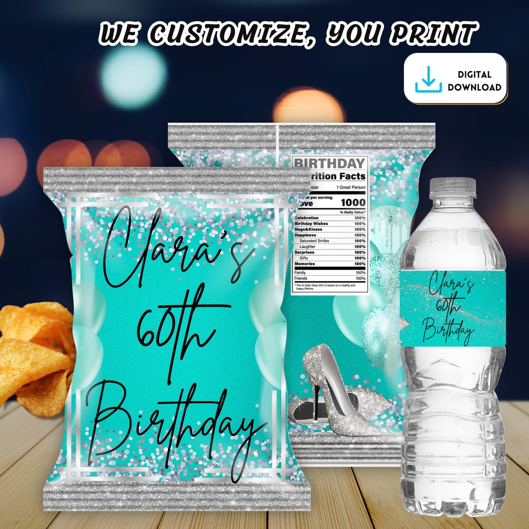 Teal and Silver Chip Bag, Teal Chip Bag for Adult, Teal and Silver ...