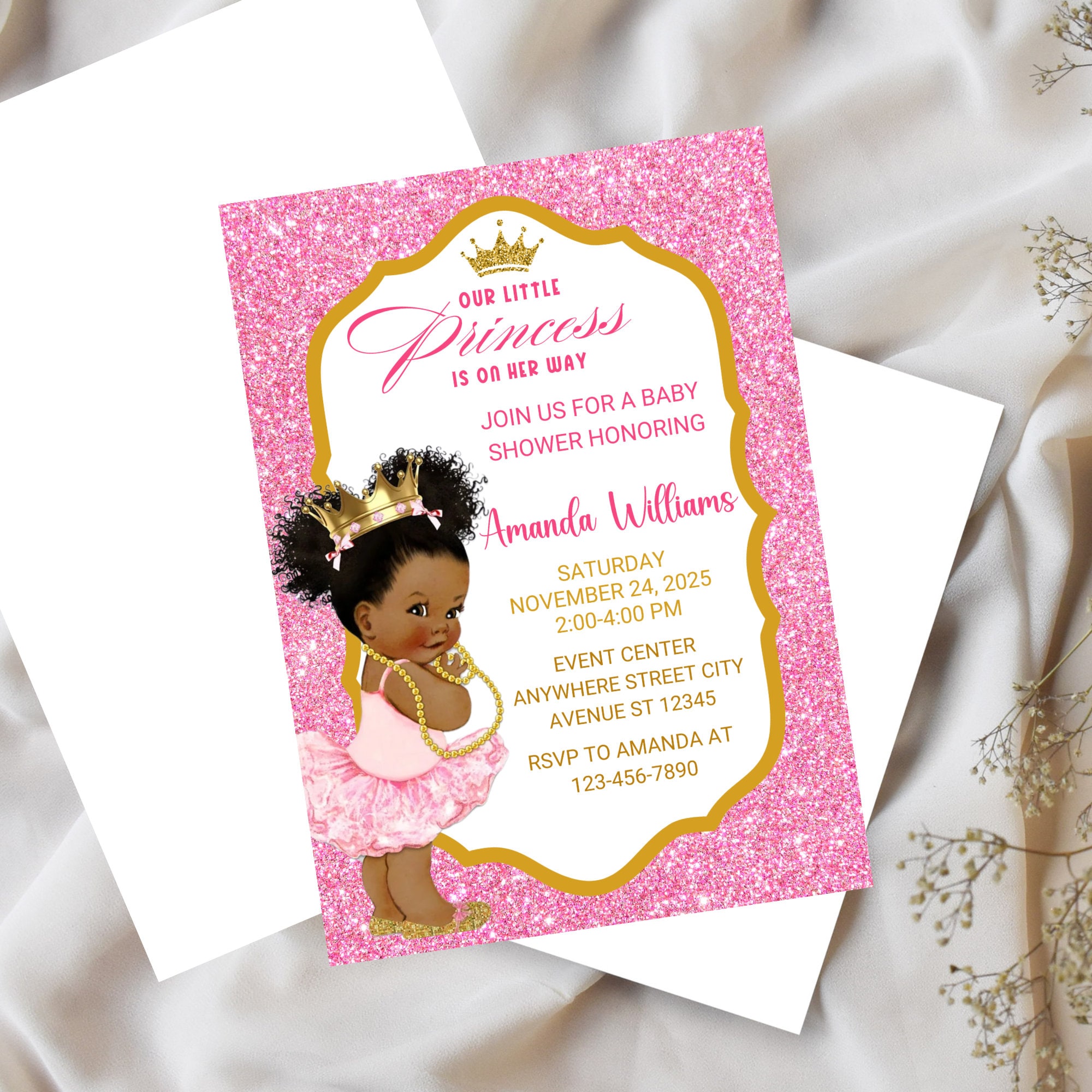 Afro Princess Baby Shower Invitation, African American Afro Princess ...
