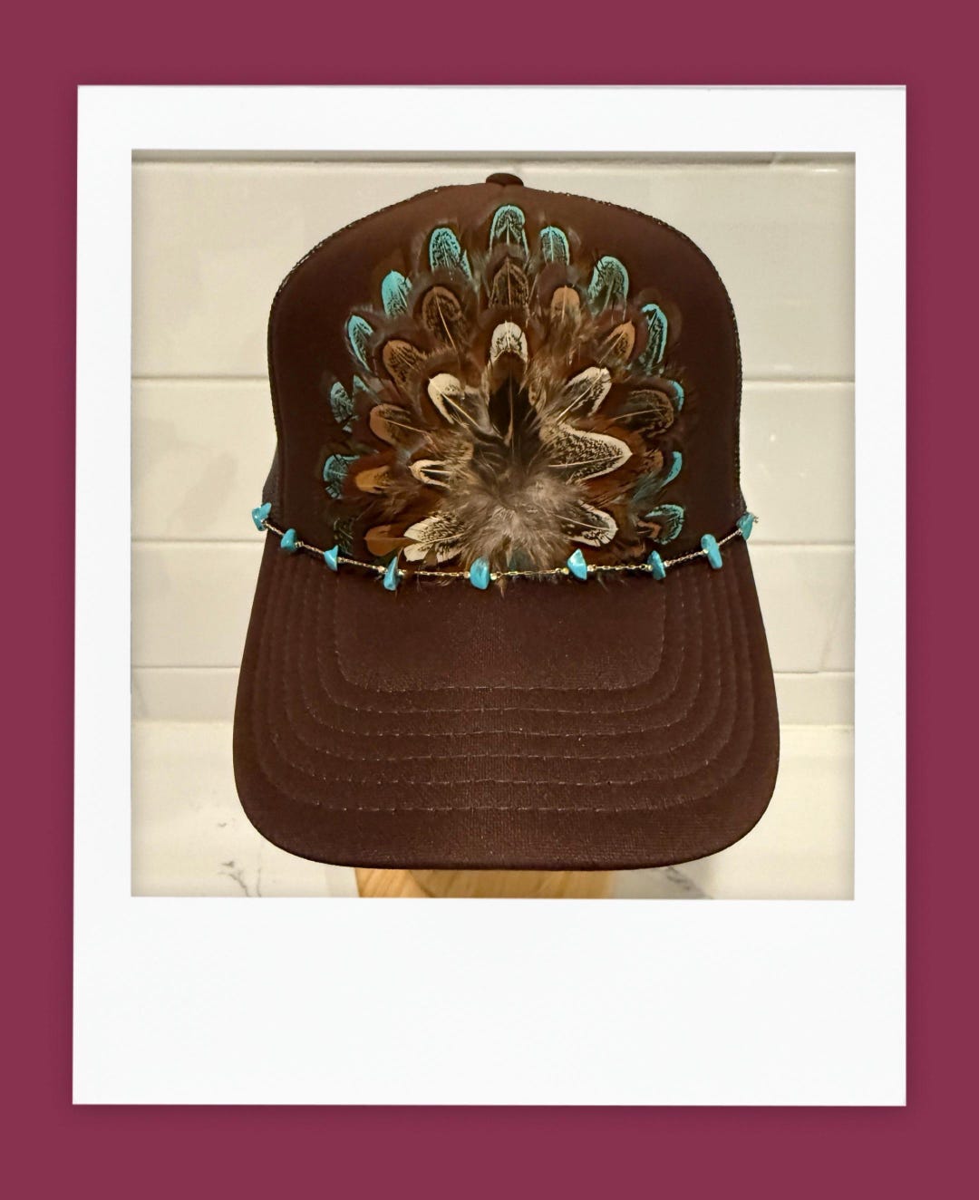 Feather Custom Trucker Hat / Feather Crest Hat - Etsy