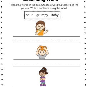 Adjectives Worksheets Grade 1 and Grade 2 - Etsy