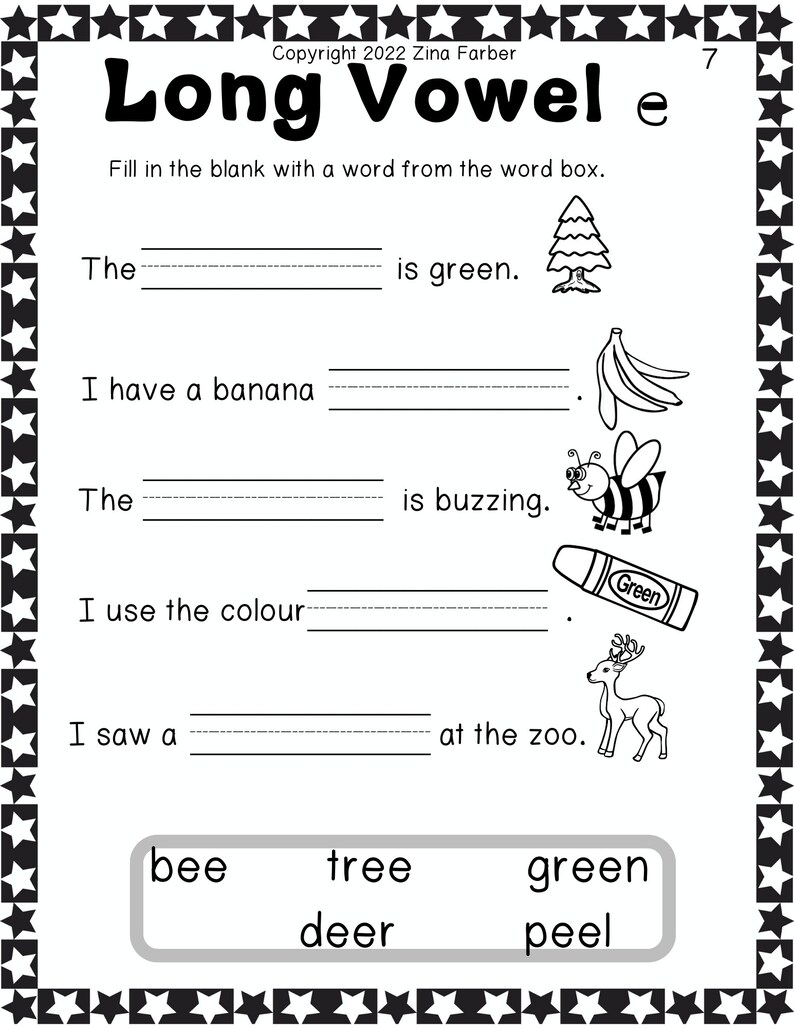 Long Vowels Phonics Worksheets CVCE Worksheets - Etsy