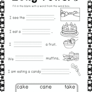 Long Vowels Phonics Worksheets CVCE Worksheets - Etsy