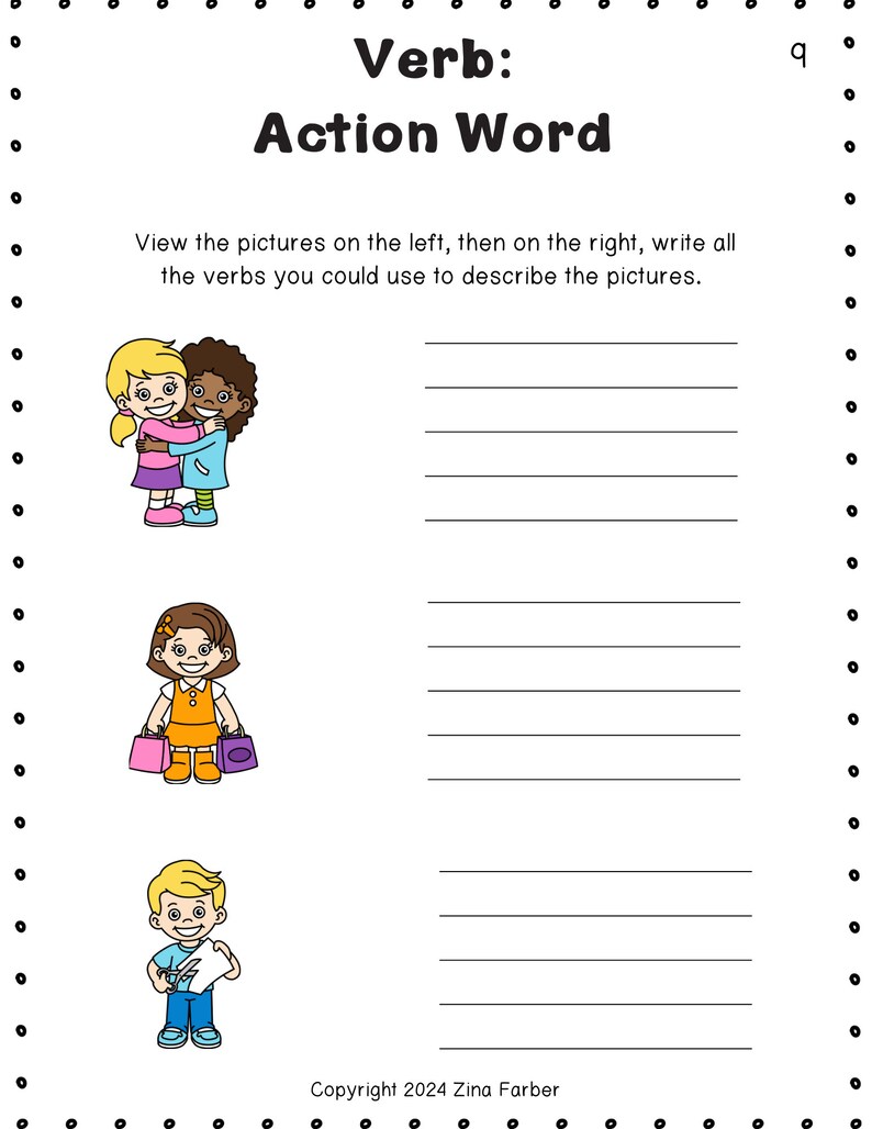 Verbs Worksheets Grade 1 and Grade 2 - Etsy