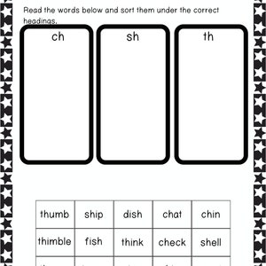 Digraphs - Sh- Ch- Th- Wh- Ph- Phonics Worksheets Grade 1 Grade 2 - Etsy