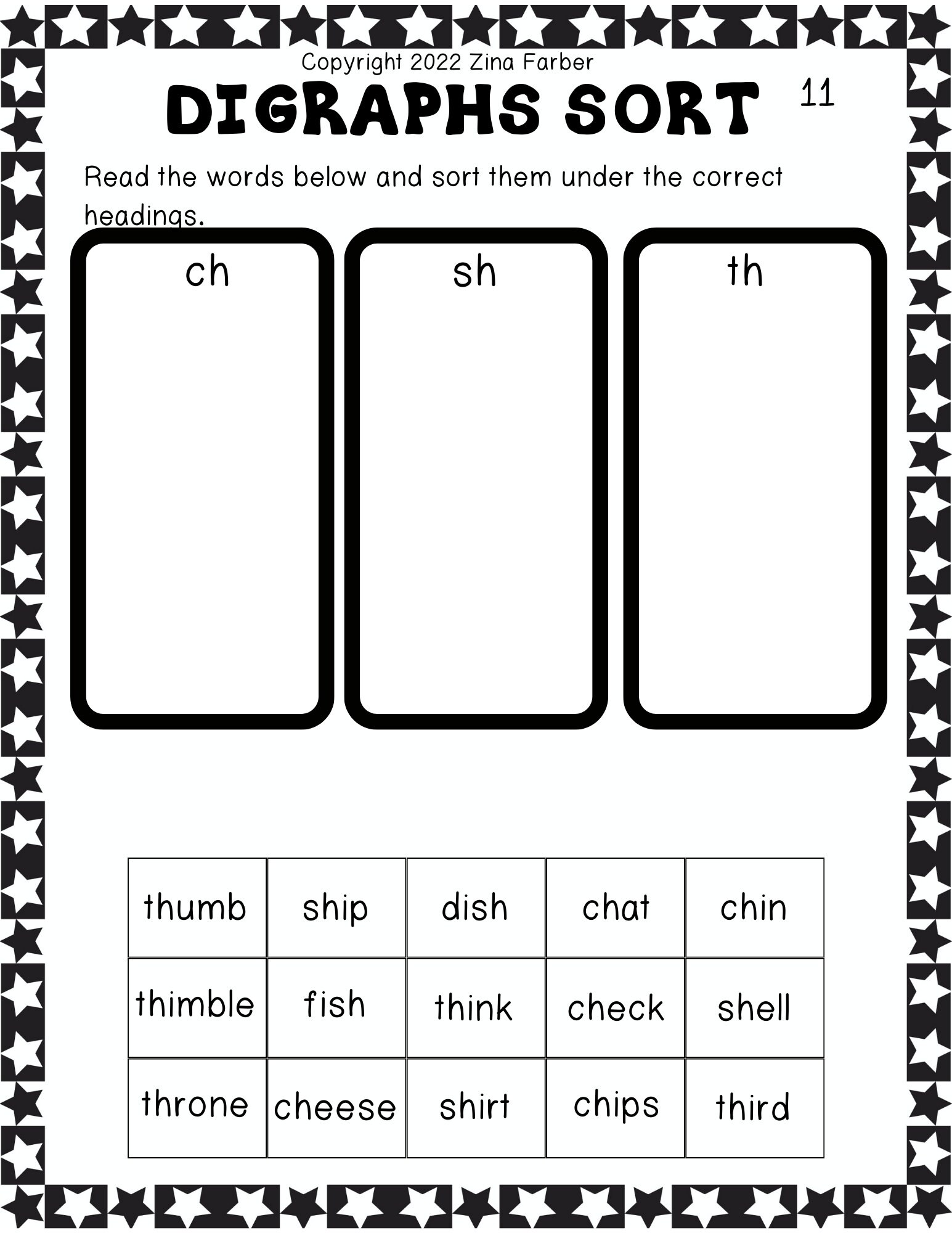 Digraphs - Sh- Ch- Th- Wh- Ph- Phonics Worksheets Grade 1 Grade 2 - Etsy