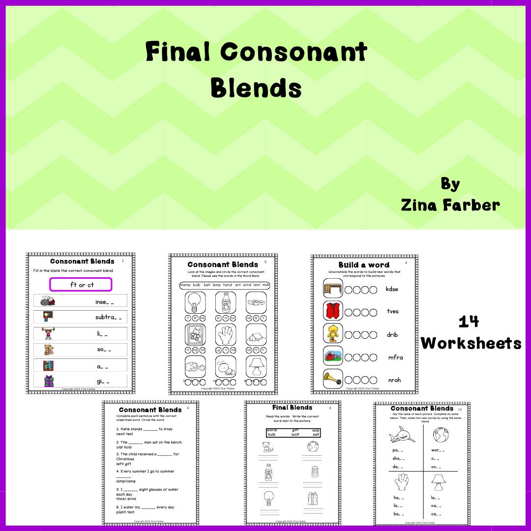 Final Consonant Blends Activities Grade 1 and 2 Phonics Activities - Etsy