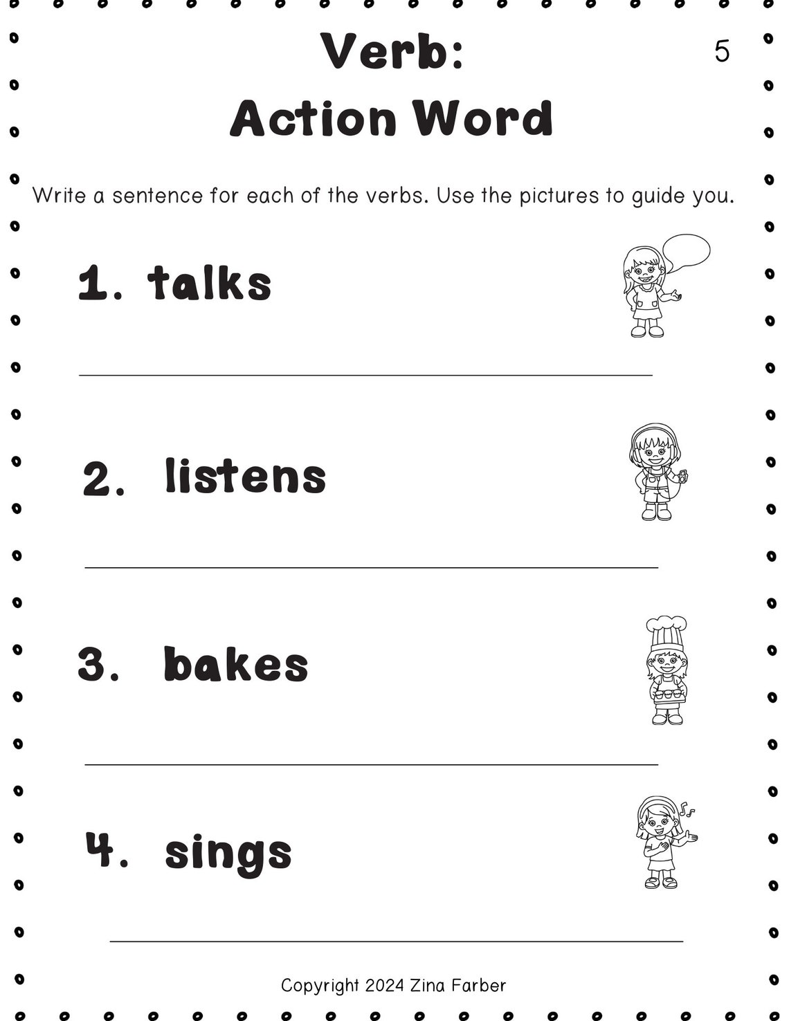 Verbs Worksheets Grade 1 and Grade 2 - Etsy