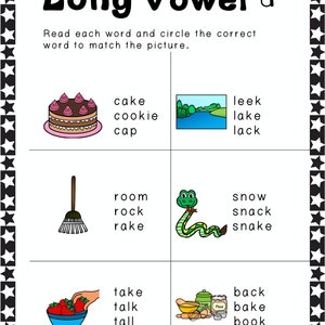 Long Vowels Phonics Worksheets CVCE Worksheets - Etsy