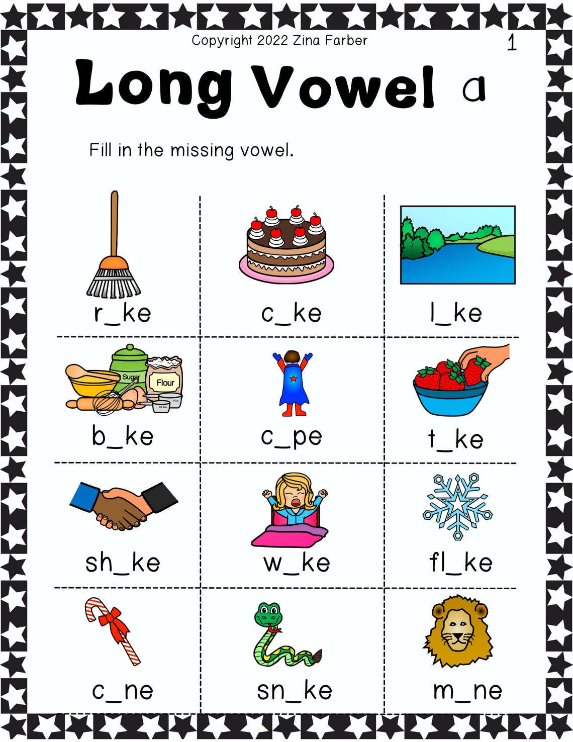 Long Vowels Phonics Worksheets CVCE Worksheets - Etsy