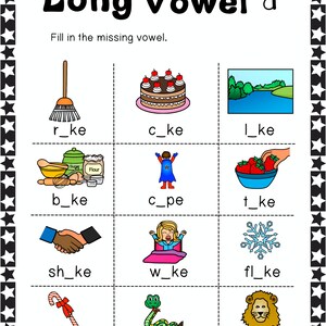 Long Vowels Phonics Worksheets CVCE Worksheets - Etsy