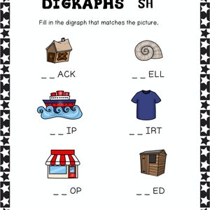 Digraphs - Sh- Ch- Th- Wh- Ph- Phonics Worksheets Grade 1 Grade 2 - Etsy