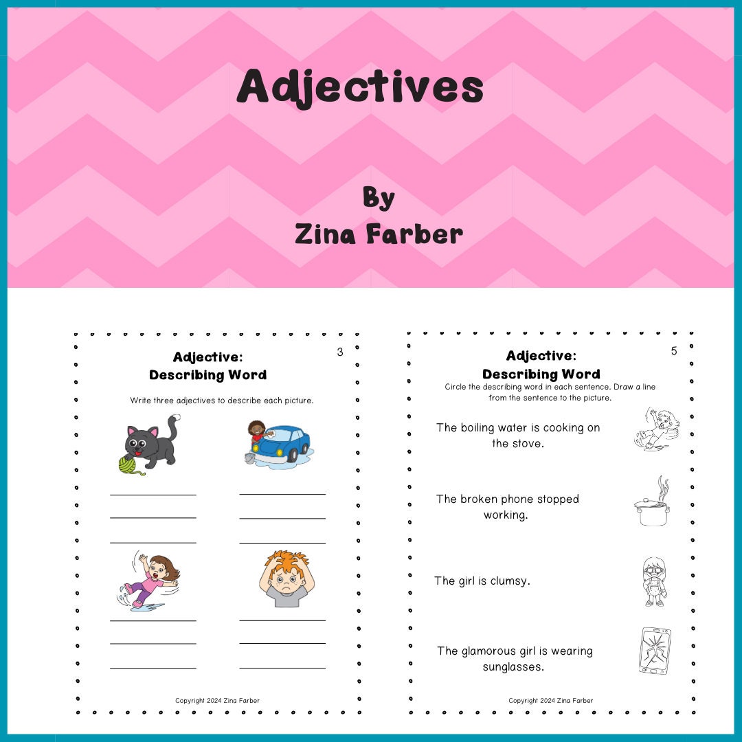 Adjectives Worksheets Grade 1 and Grade 2 - Etsy