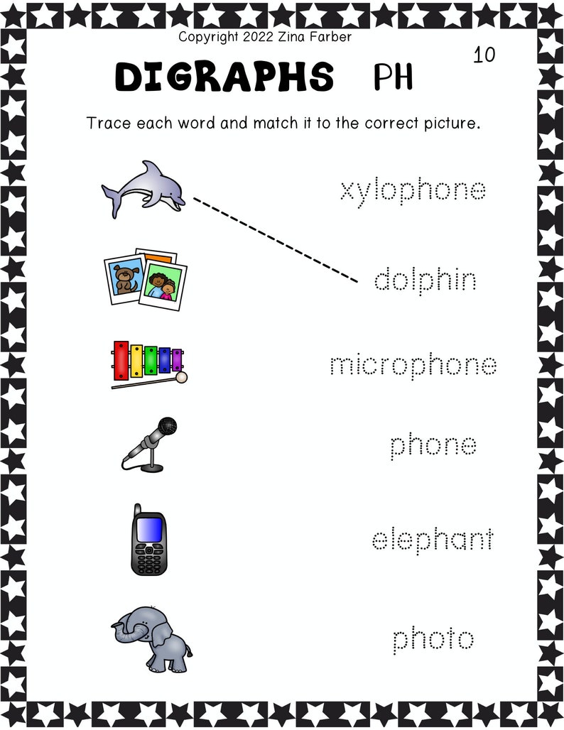 Digraphs - Sh- Ch- Th- Wh- Ph- Phonics Worksheets Grade 1 Grade 2 - Etsy