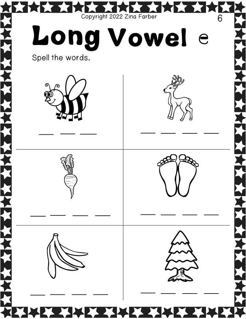 Long Vowels Phonics Worksheets CVCE Worksheets - Etsy