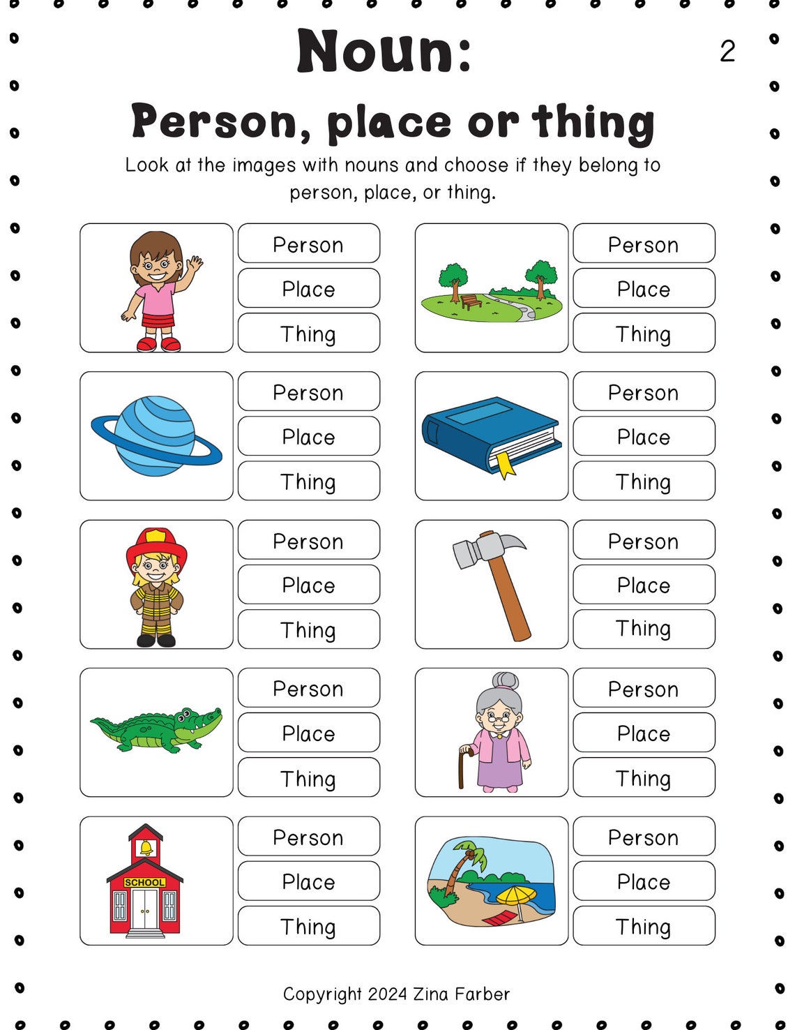 Nouns Worksheets Grade 1 and Grade 2 - Etsy