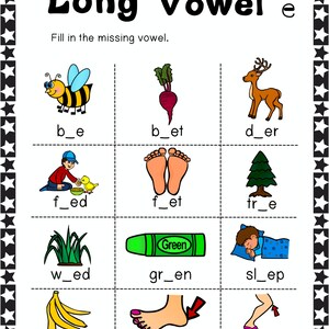 Long Vowels Phonics Worksheets CVCE Worksheets - Etsy