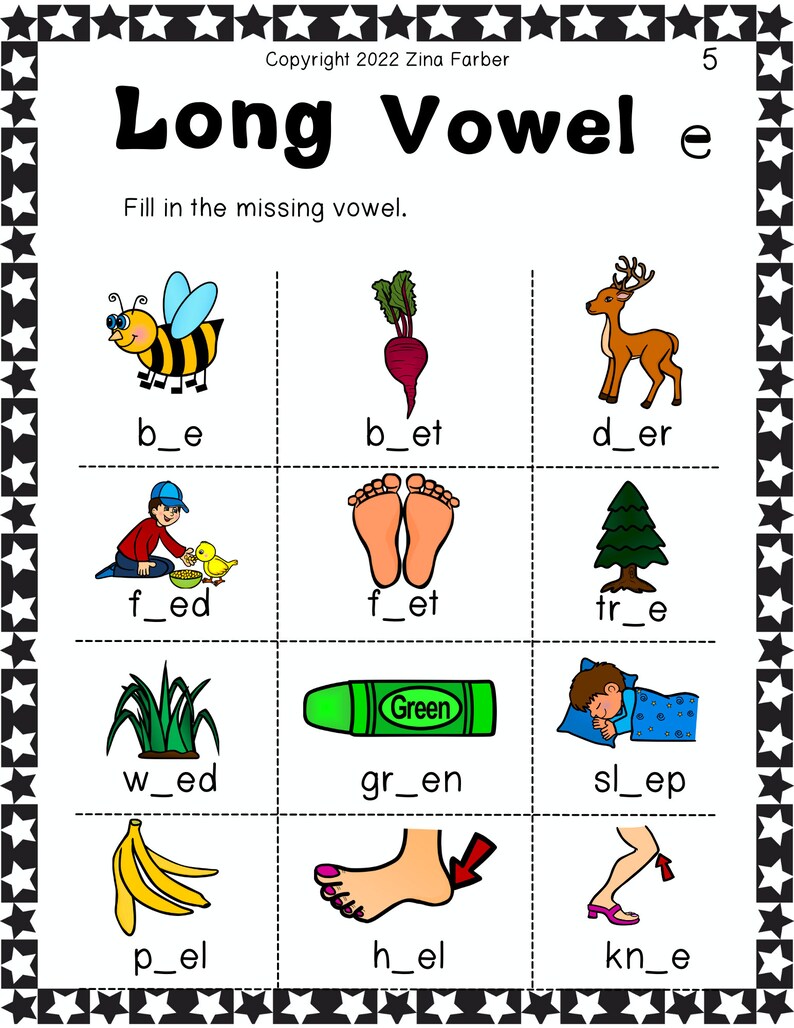 Long Vowels Phonics Worksheets CVCE Worksheets - Etsy
