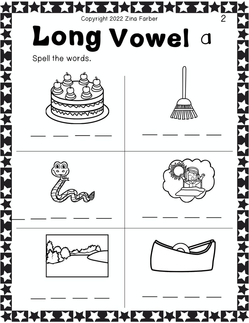 Long Vowels Phonics Worksheets CVCE Worksheets - Etsy