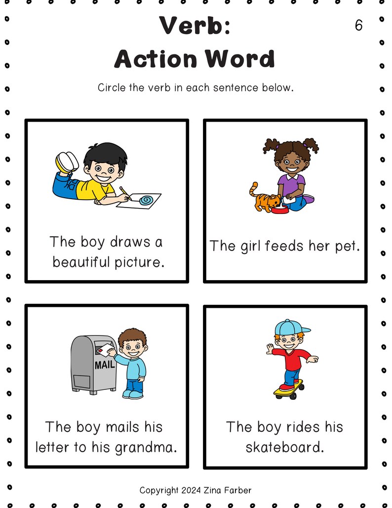 Verbs Worksheets Grade 1 and Grade 2 - Etsy