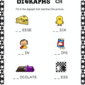 Digraphs - Sh- Ch- Th- Wh- Ph- Phonics Worksheets Grade 1 Grade 2 - Etsy