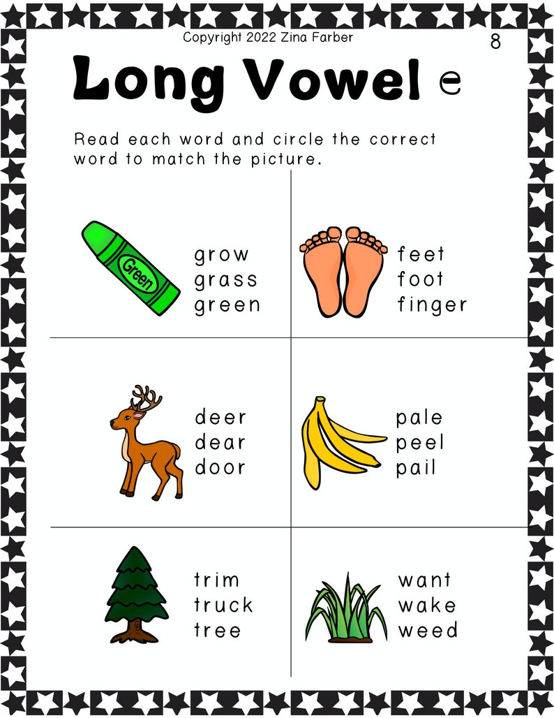 Long Vowels Phonics Worksheets CVCE Worksheets - Etsy