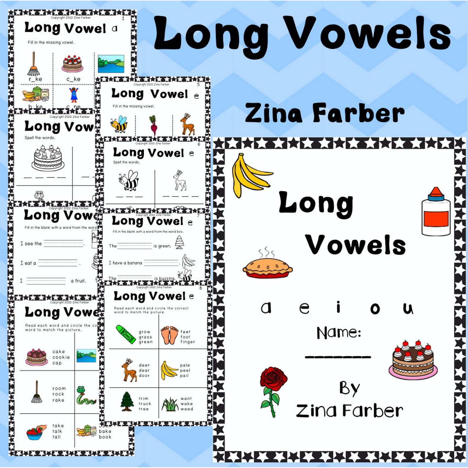 Long Vowels Phonics Worksheets CVCE Worksheets - Etsy