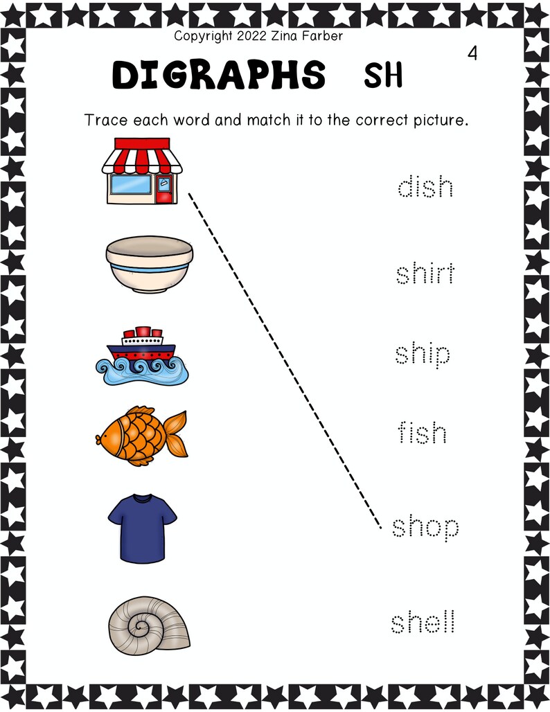 Digraphs - Sh- Ch- Th- Wh- Ph- Phonics Worksheets Grade 1 Grade 2 - Etsy