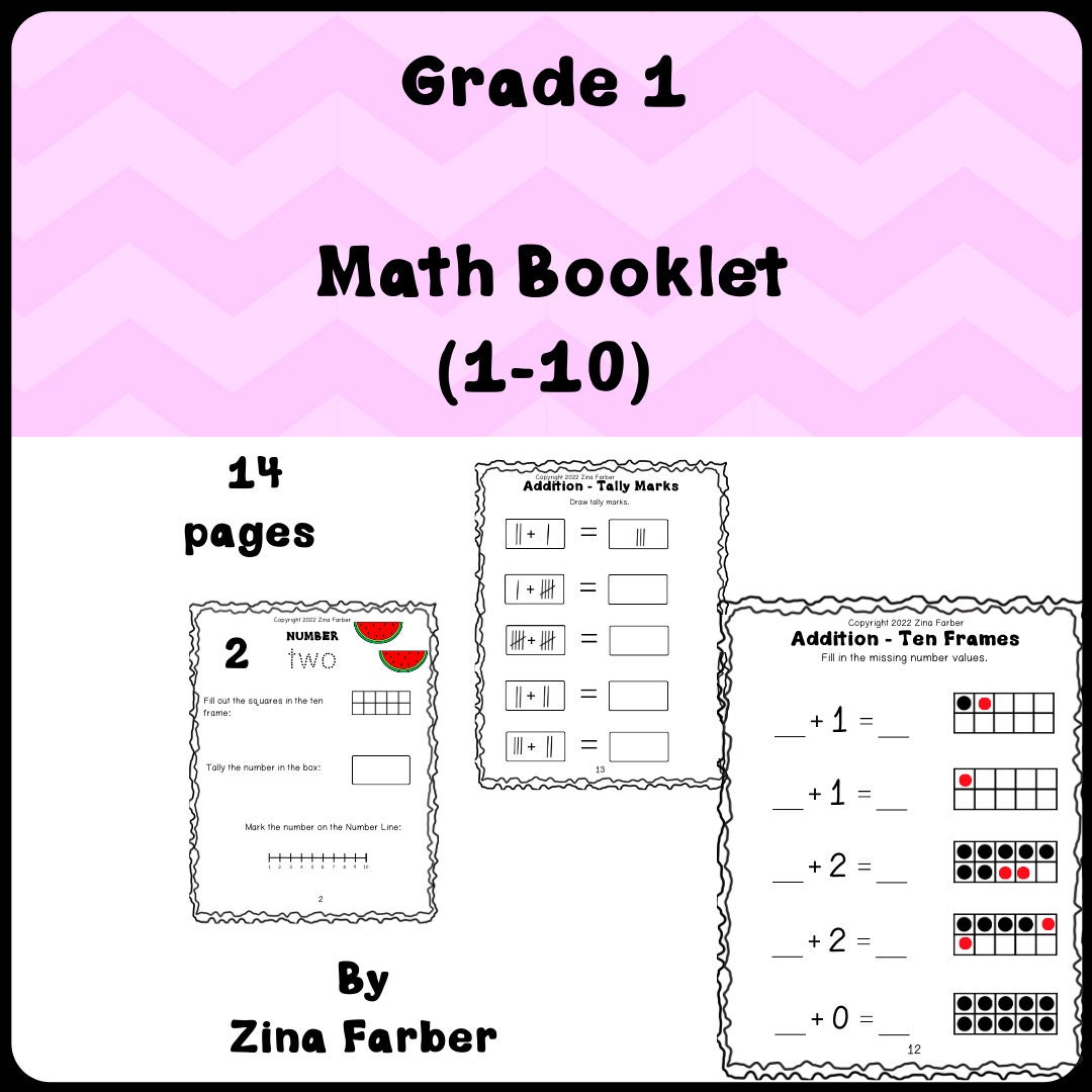 Math Activities 1 to 10 - Grade 1 Math Worksheets - Etsy