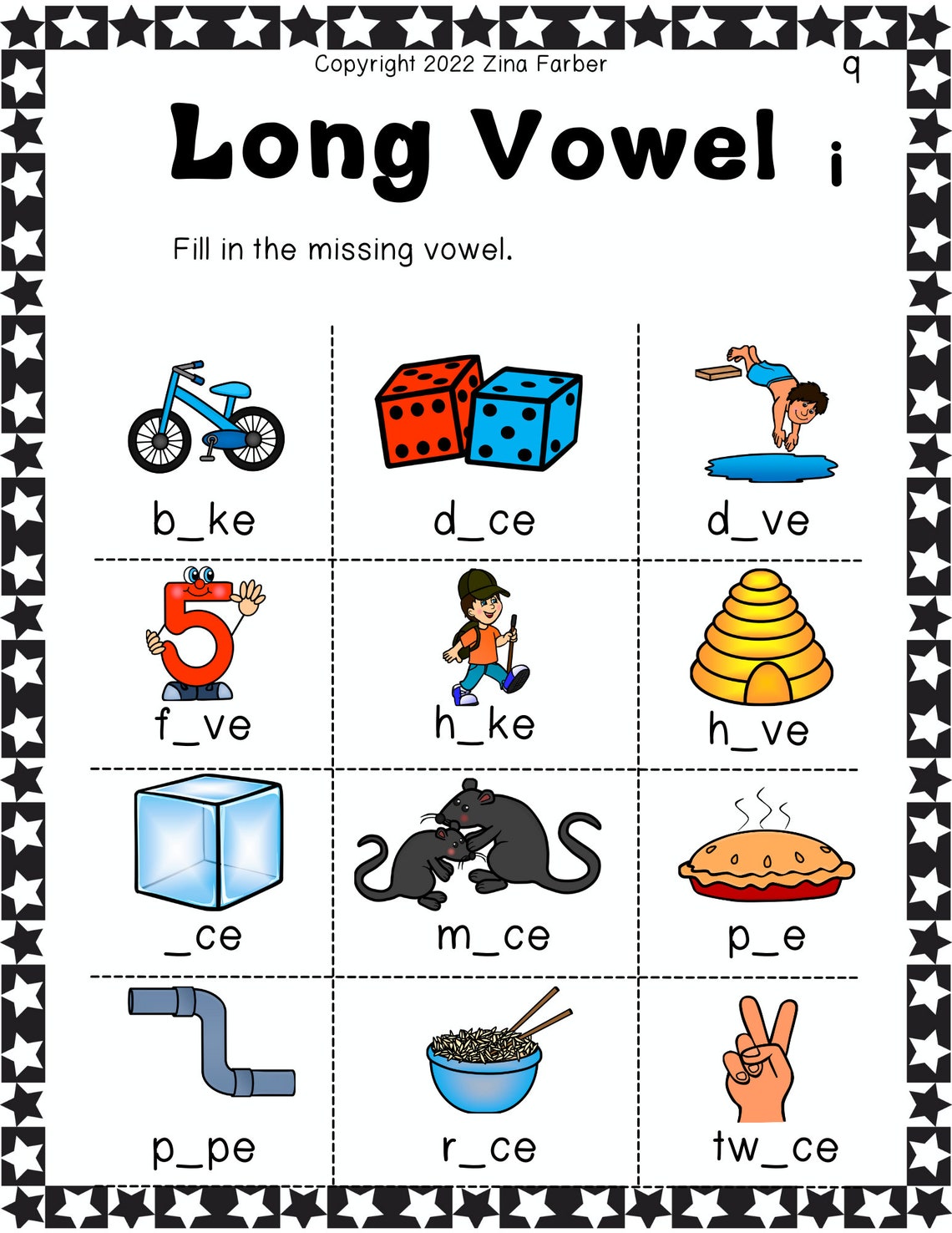 Long Vowels Phonics Worksheets CVCE Worksheets - Etsy