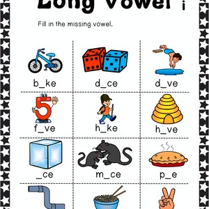 Long Vowels Phonics Worksheets CVCE Worksheets - Etsy