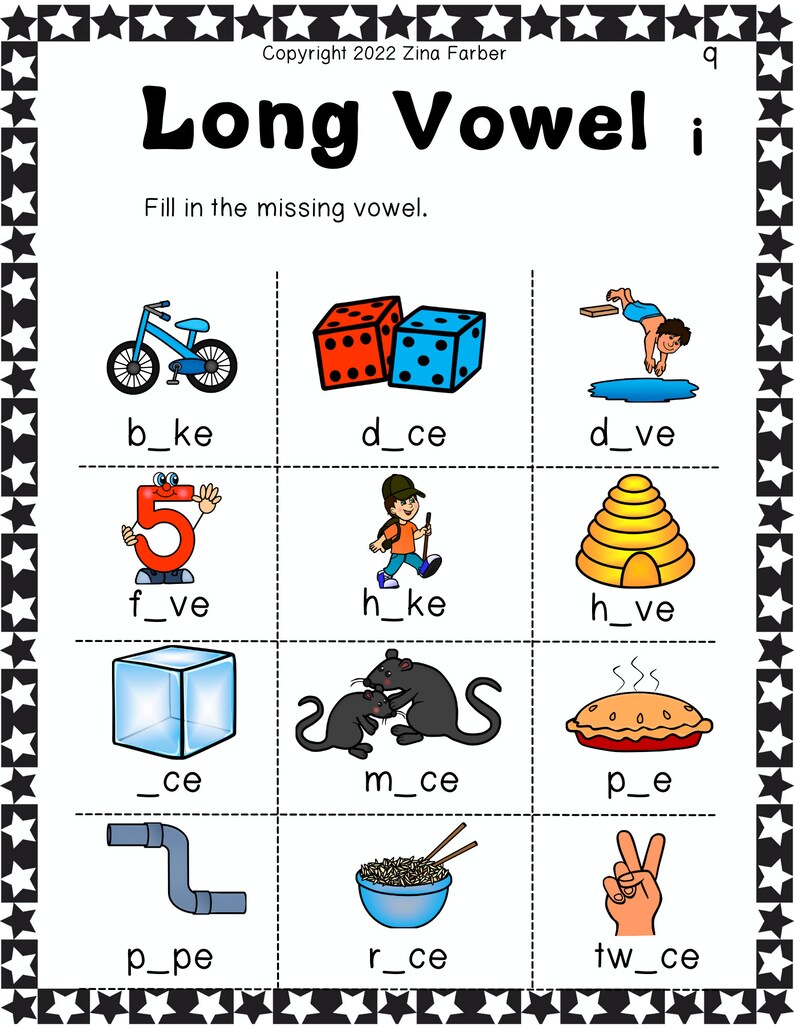 Long Vowels Phonics Worksheets CVCE Worksheets - Etsy