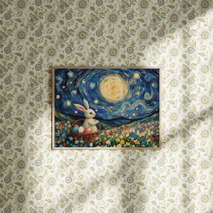Printable Easter Wall Art, Van Gogh Easter Oil Painting, Easter Bunny ...