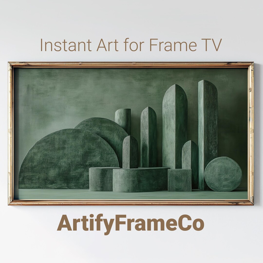 Abstract Green Textures 3D Textured Frame TV Art, Modern Living Room ...